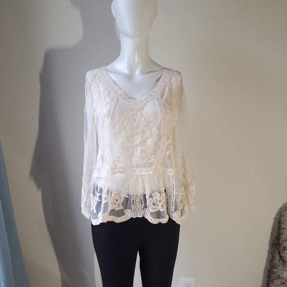 Eyeshadow | Tops | Nwt Shear Top With Floral Detail | Poshmark